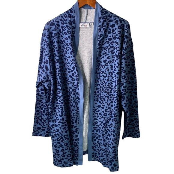 Denim&Co | Sweaters | Denimco Dc Animal Print Open Front Long Duster ...